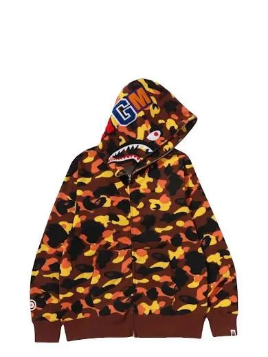 BAPE 1st Camo Shark Full Zip Hoodie - Orange