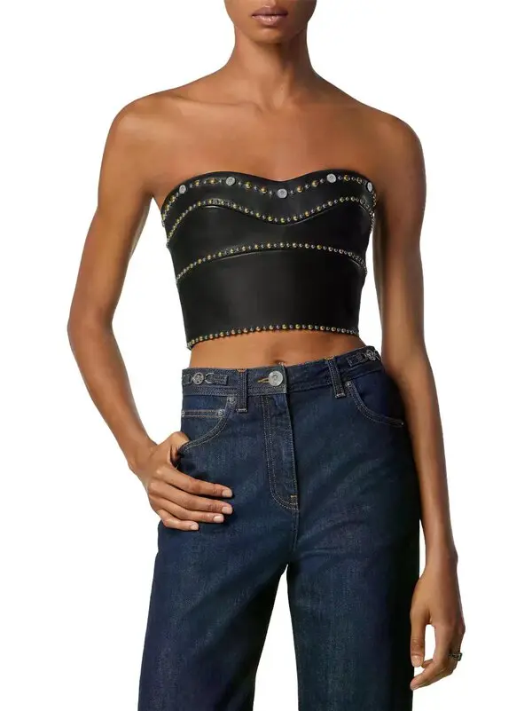 Versace Studded Leather Top - Black