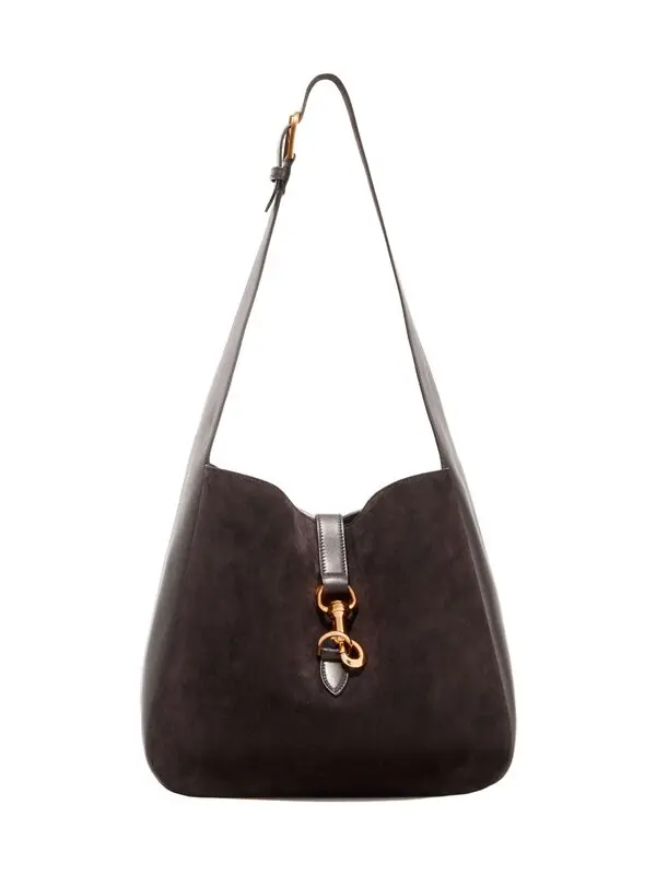 NILI LOTAN Anita Suede Shoulder Bag - Espresso