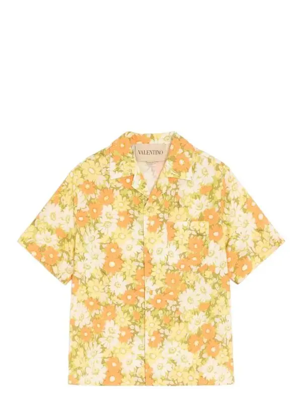 Valentino Garavani Silk Bowling Shirt With Papier Floral Print - Multicolour