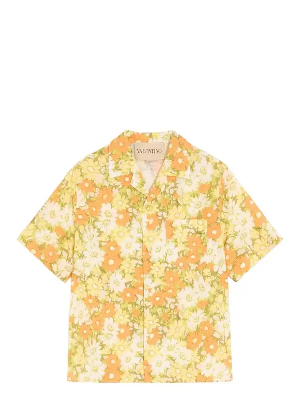 Valentino Garavani Silk Bowling Shirt With Papier Floral Print - Multicolour