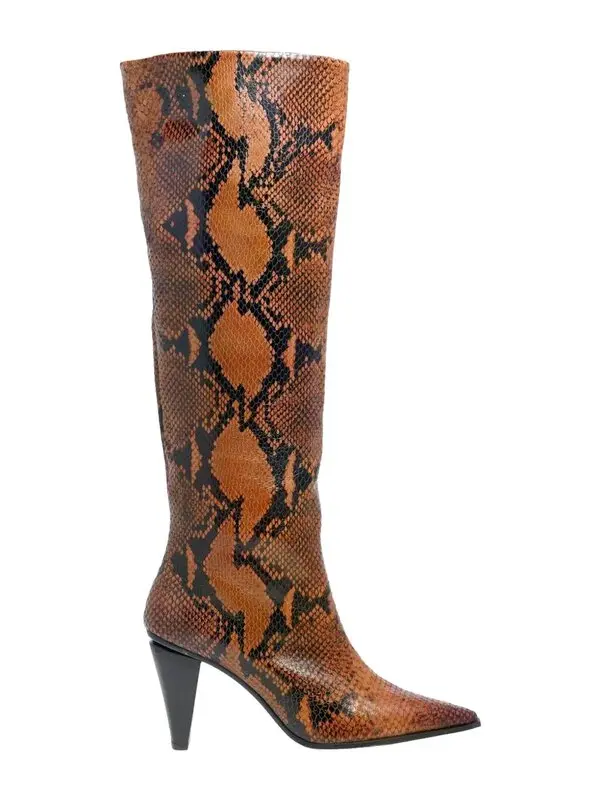 Roberto Festa Riva Pointed-toe Python-print Boots - Brown
