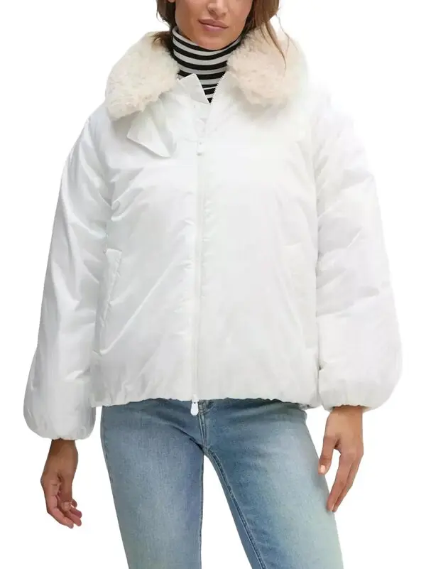 SAVE THE DUCK Zip-fastening Jacket With Faux-fur Collar - White