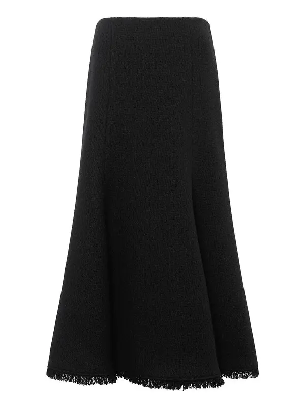 Gabriela Hearst Patterson Midi Skirt In Virgin Wool Cashmere - Black