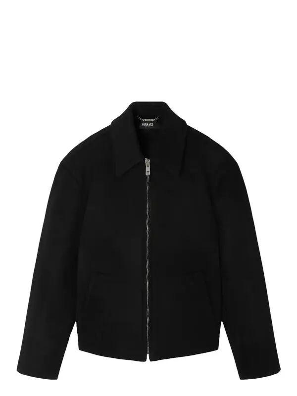 Versace Wool And Cashmere Blend Zip Long-sleeve Jacket - Black
