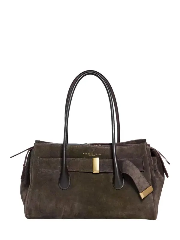 Roberto Festa Emeralda Gold-tone Shoulder Bag - Brown