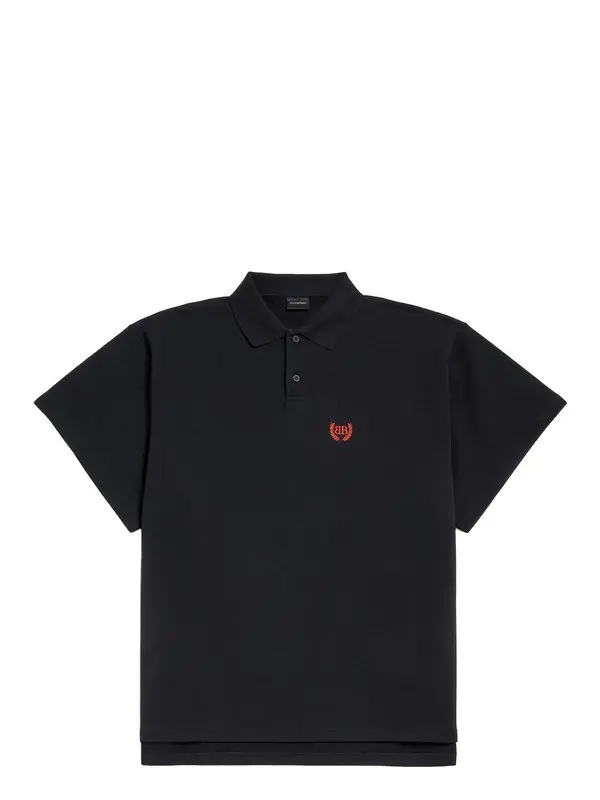 Balenciaga Laurel Classic Short Sleeve Oversized Polo - Black