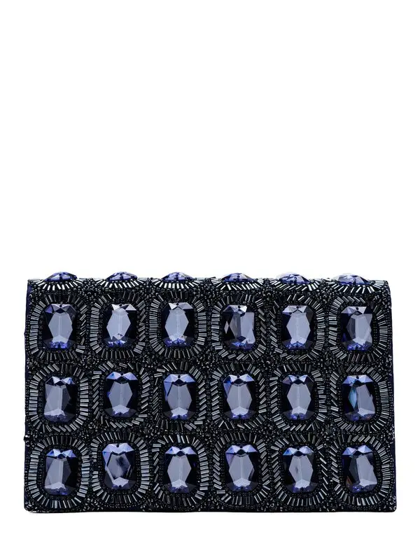 L'Agence Imelda Jeweled Clutch - Royal Blue/stone Blue
