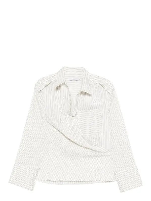 IRO PARIS Lace Striped Cotton Shirt - Beige