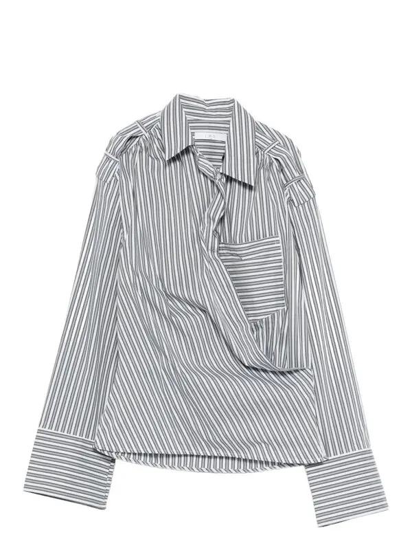 IRO PARIS Lace Striped Cotton Shirt - Sky Blue