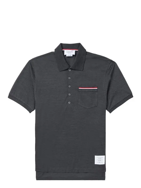 Thom Browne Rwb Cotton Polo Shirt - Grey