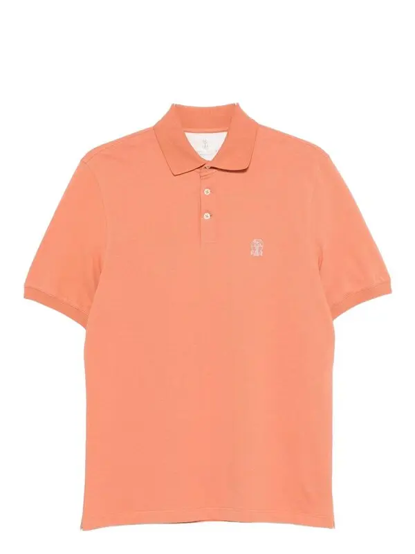 Brunello Cucinelli Logo Cotton Polo Shirt - Orange