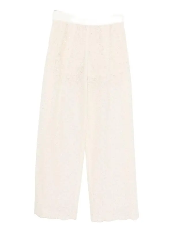 Ermanno Scervino Embroidered Wide-leg Trousers - White
