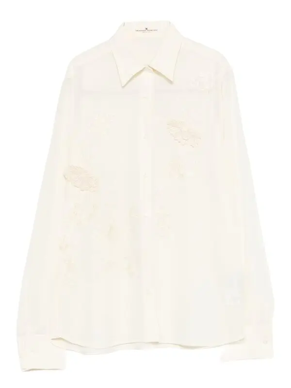 Ermanno Scervino Embroidered Silk Shirt - White