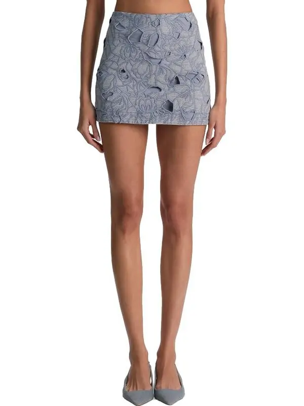 Alice + Olivia Rubi Laser-cut Mini Skirt - Denim