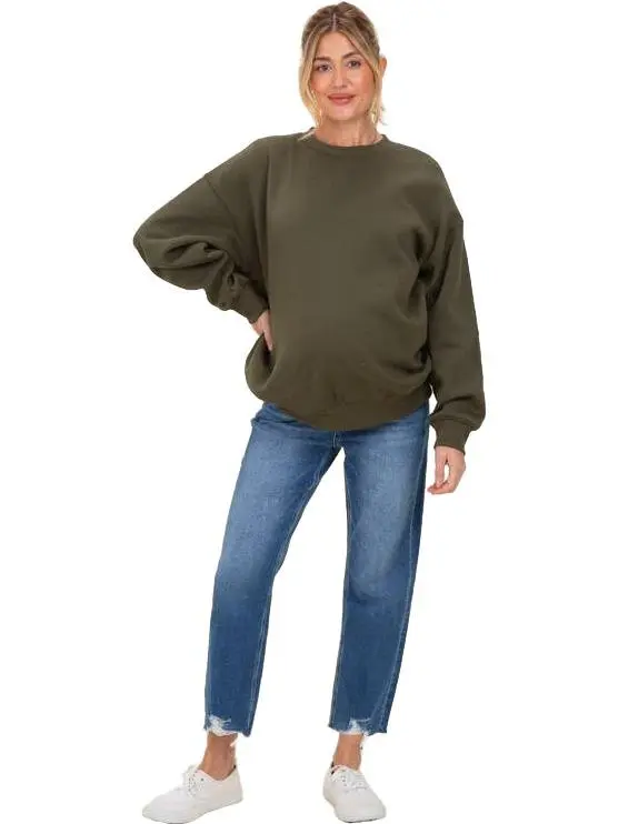 PINKBLUSH Frayed Hem Cropped Straight Leg Maternity Jeans - Blue