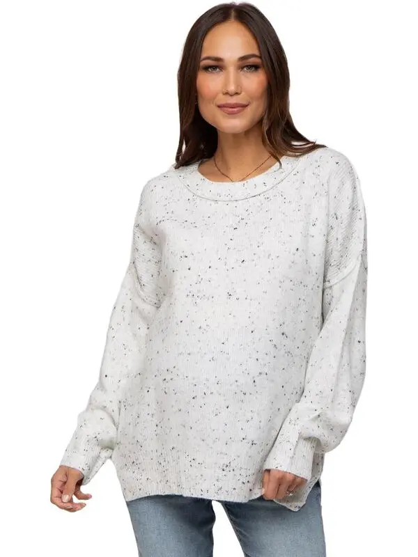 PINKBLUSH Speckled Knit Maternity Sweater - Ivory