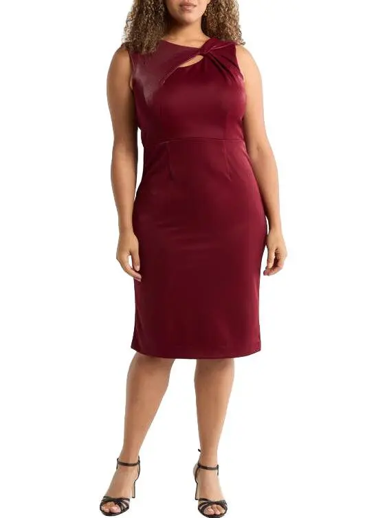 Julia Jordan Knot Neck Sleeveless Midi Dress - Wine
