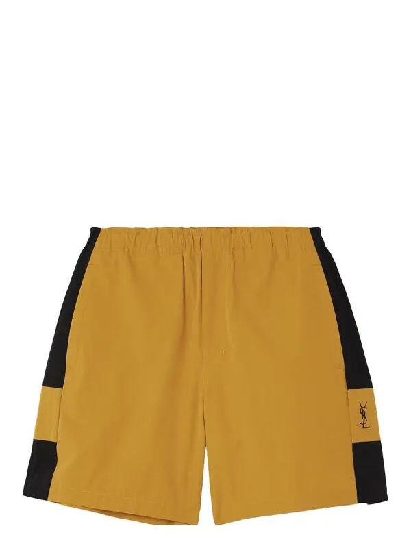 Saint Laurent Embroidered Twottone Cotton-twill Shorts - Mustard