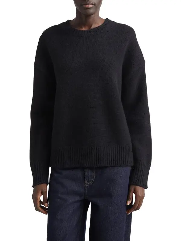 Loulou De Saison Pia Oversize Cashmere Crewneck Sweater - Black