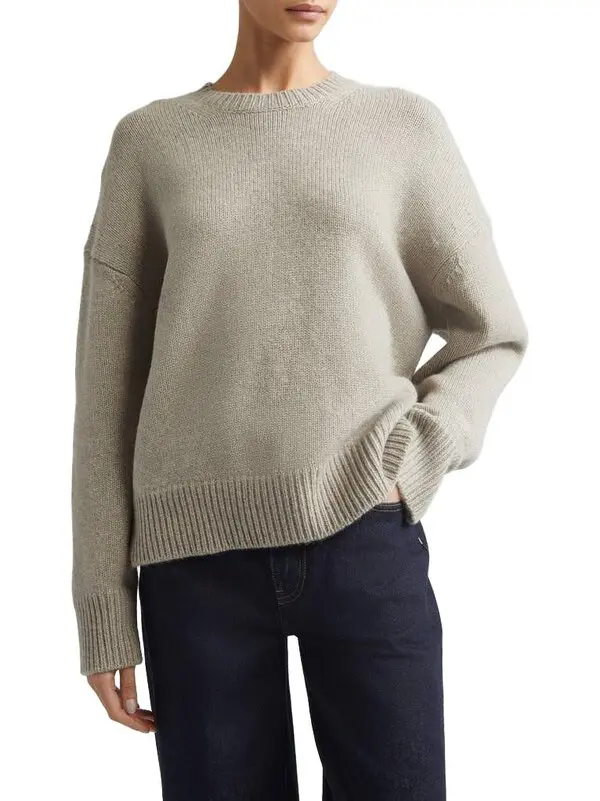 Loulou De Saison Pia Oversize Cashmere Crewneck Sweater - Stone Melange