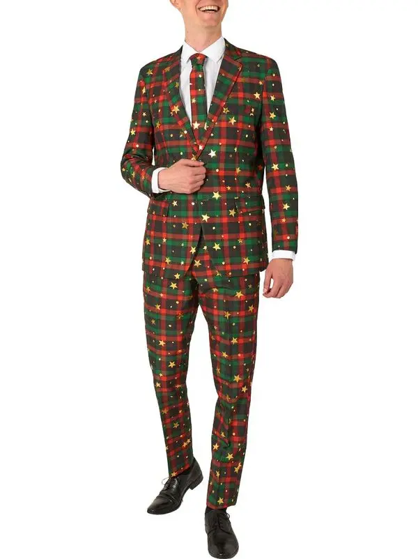 Opposuits Tartan Tidings Slim Fit Plaid Suit With Tie - Green Multi