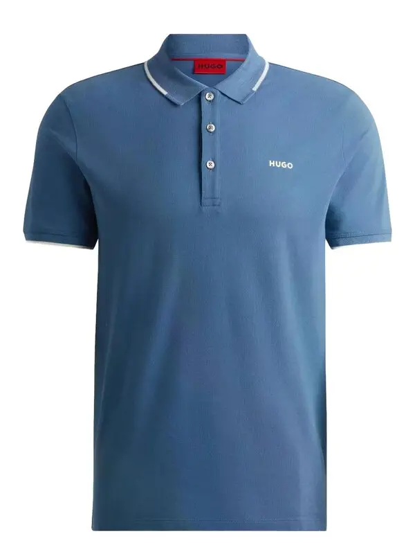 Hugo Contrast-trim Polo Shirt - Blue