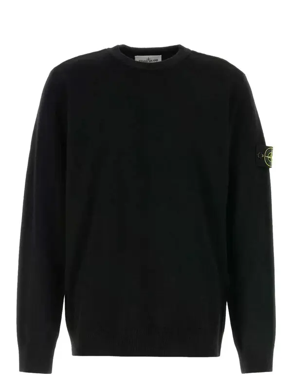 Stone Island Logo-patch Wool Sweater - Black
