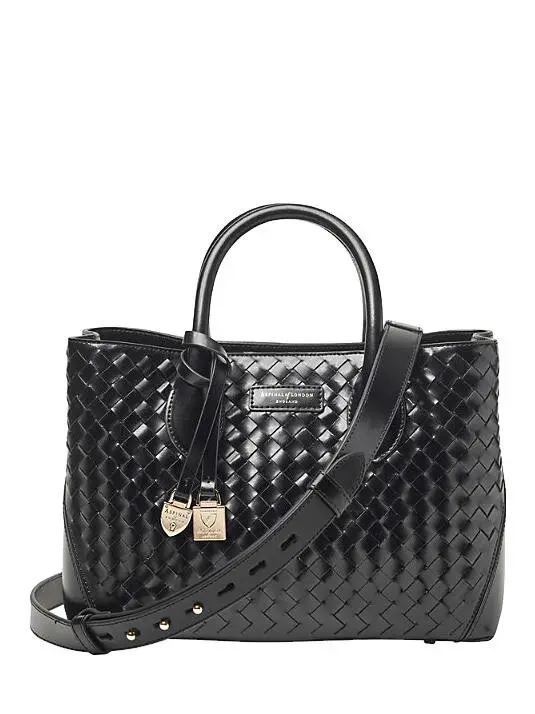 ASPINAL OF LONDON Midi London Leather Tote Bag - Black
