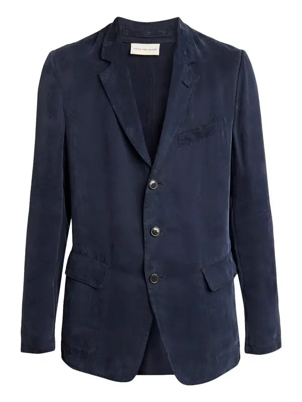 Dries Van Noten Bilbo Cupro Notch Lapel Sport Coat - Navy