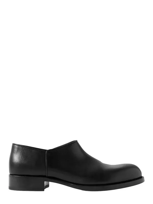 THE ROW Oiled-leather Slip-on Loafers - Black