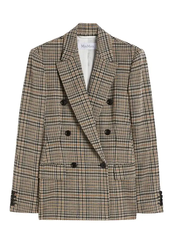 Max Mara Wool And Cotton Check Blazer - Grey