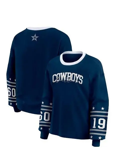 WEAR BY ERIN ANDREWS Dallas Cowboys Sport Long-sleeve T-shirt - Navy