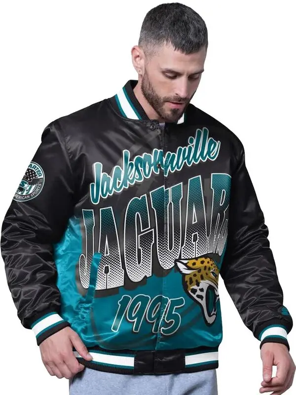 STARTER Jacksonville Jaguars Pass Rush Varsity Full-snap Jacket - Black