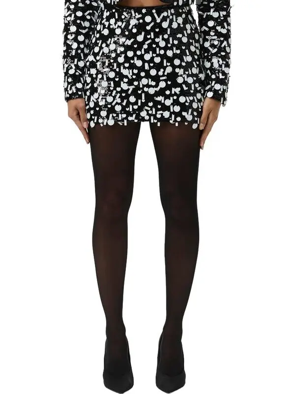 Naked Wardrobe Geometric Sequin Mini Skirt - Black/white