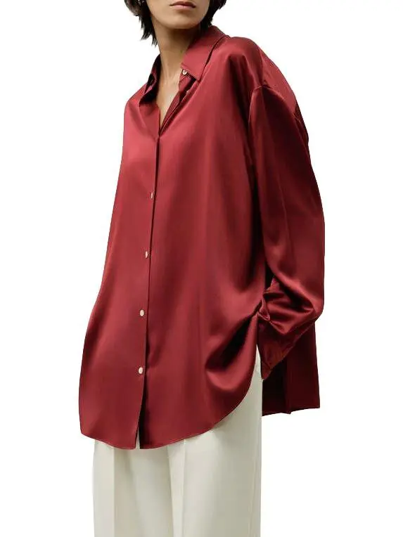 Lilysilk Oversized Easy Care Silk Shirt - Scarlet