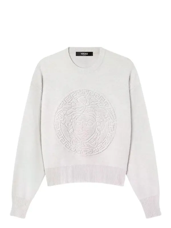 Versace Medusa Motif Crew-neck Sweater - Grey