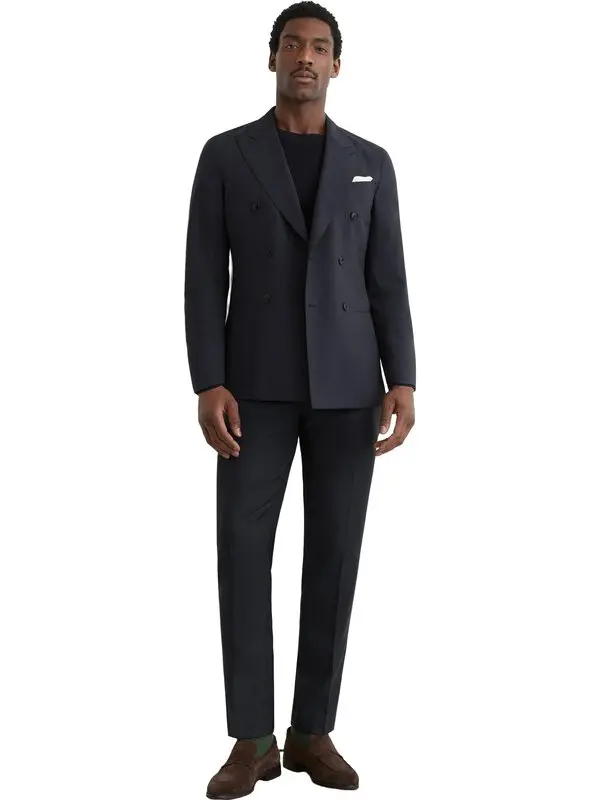 REISS Venue Wool-blend Check Suit Trousers - Navy