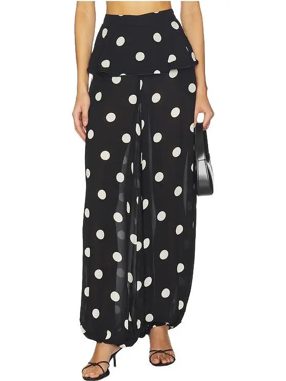 ADRIANA DEGREAS Polka Dot Peplum Pants - Black
