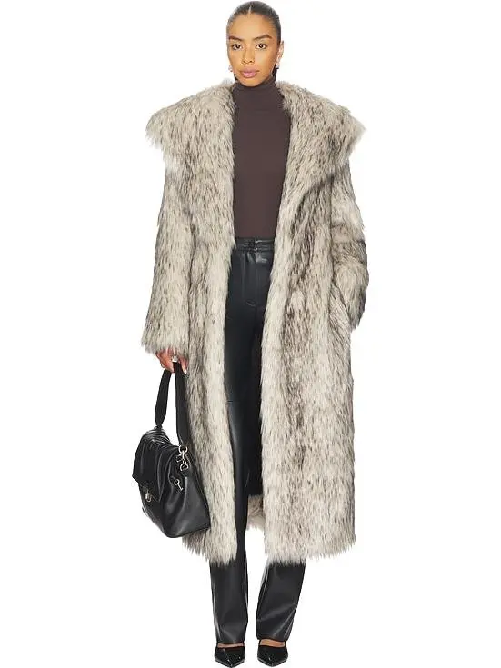 Andamane Winter Maxi Faux Fur Coat - Greige