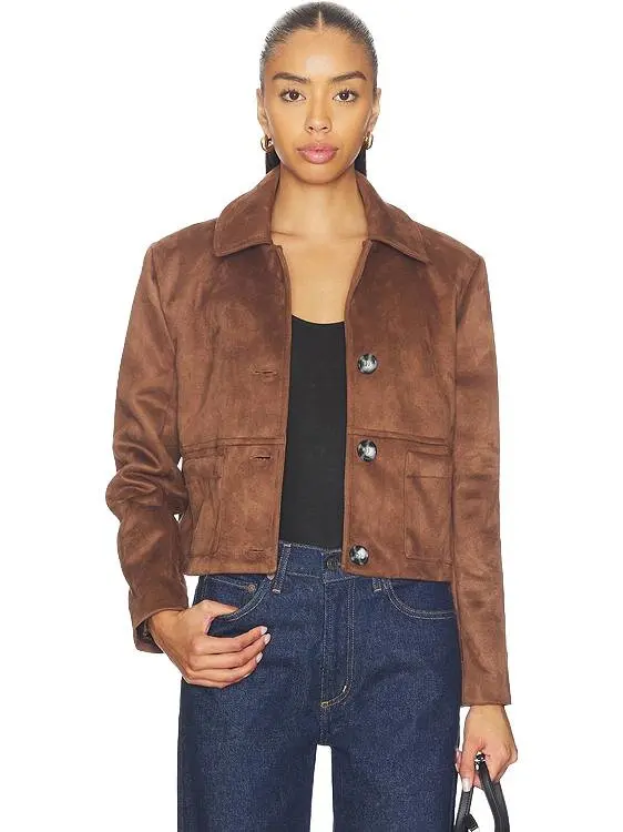 MILKWHITE Cropped Faux Leather Jacket - Brown