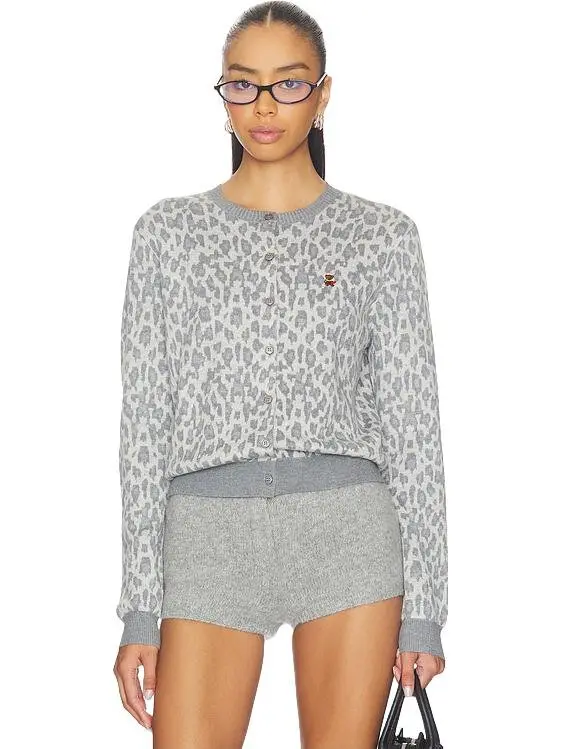 GUIZIO June Relaxed Cardigan - Grey Leopard