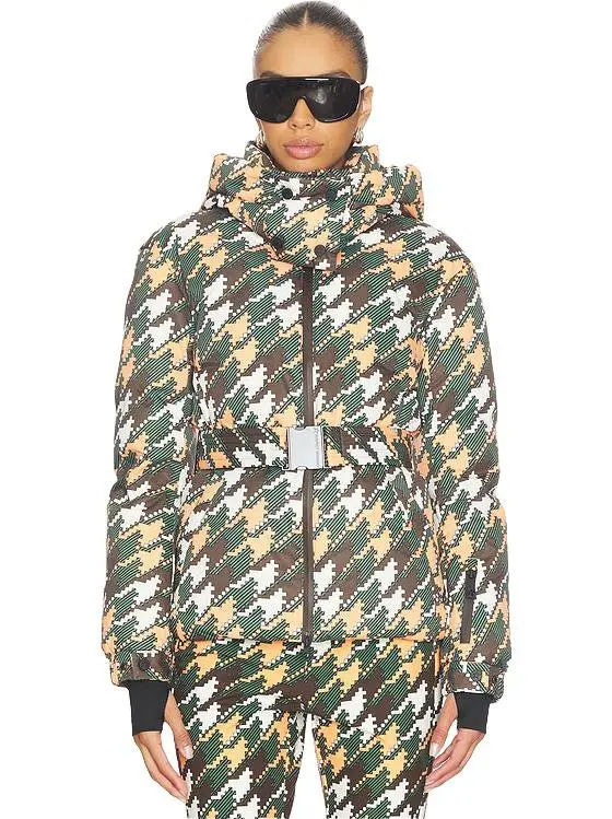 Perfect Moment Candice Ski Parka - Green Scratch Houndstooth