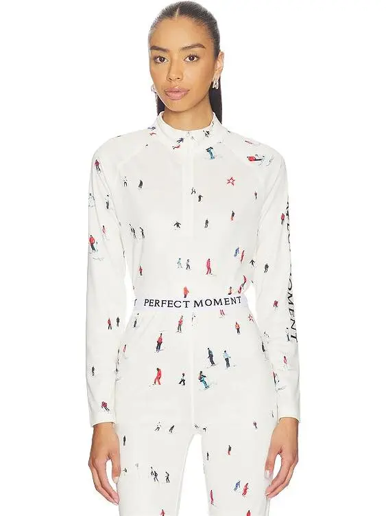 Perfect Moment 1/4 Zip Base Layer Top - Dede Ski Print