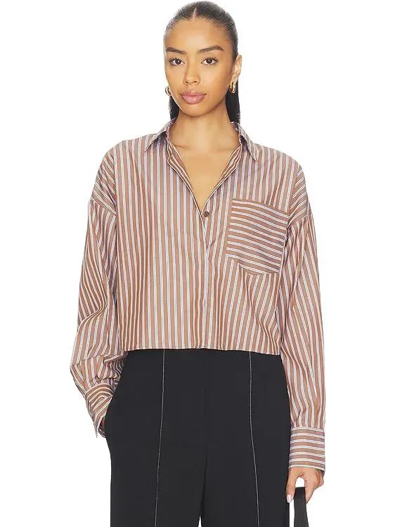 Rag & Bone Marin Cropped Striped Shirt - Brown