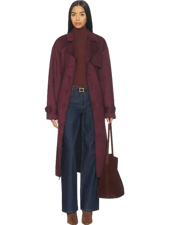 ALL THE WAYS Moxie Faux Suede Coat - Wine