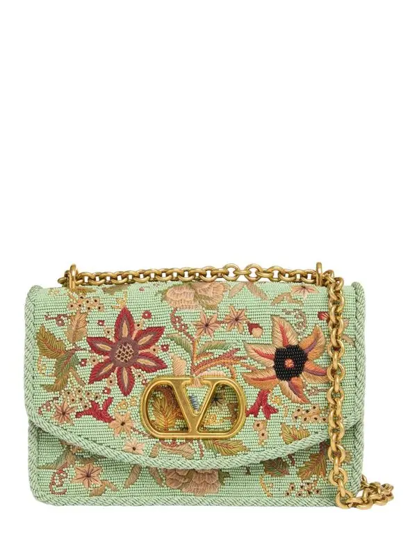 Valentino Garavani Beaded Floral-embroidered Shoulder Bag - Multi