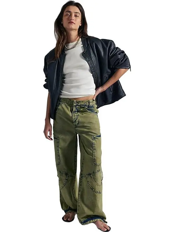 Free People We The Free Juniper Slouch Pants - Green Combo