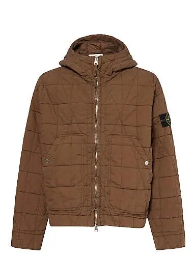 Stone Island Tela Quilted-tc Hooded Cotton-blend Jacket - Umber