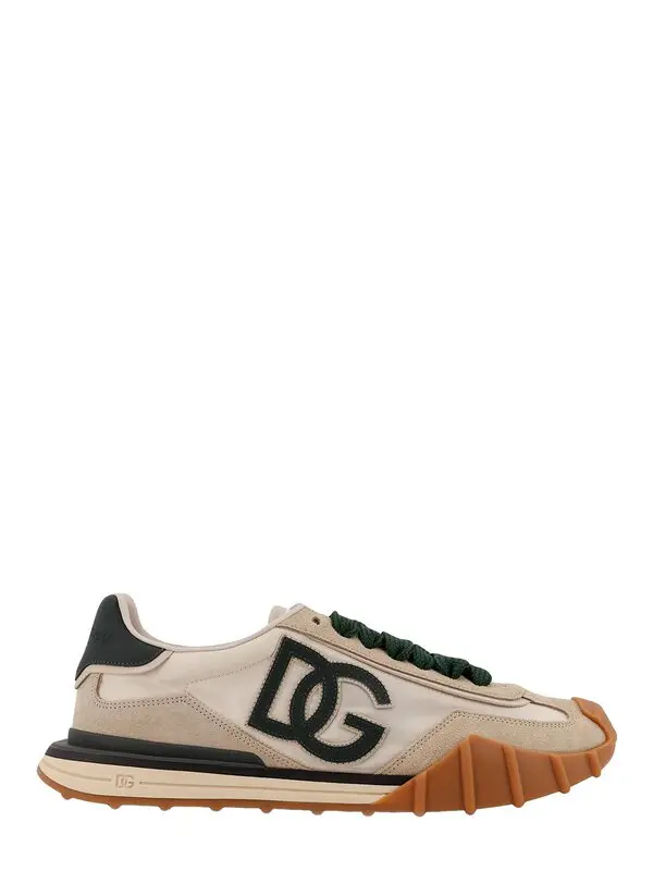 Dolce & Gabbana Nylon And Suede Sneakers With Dg Logo - Green